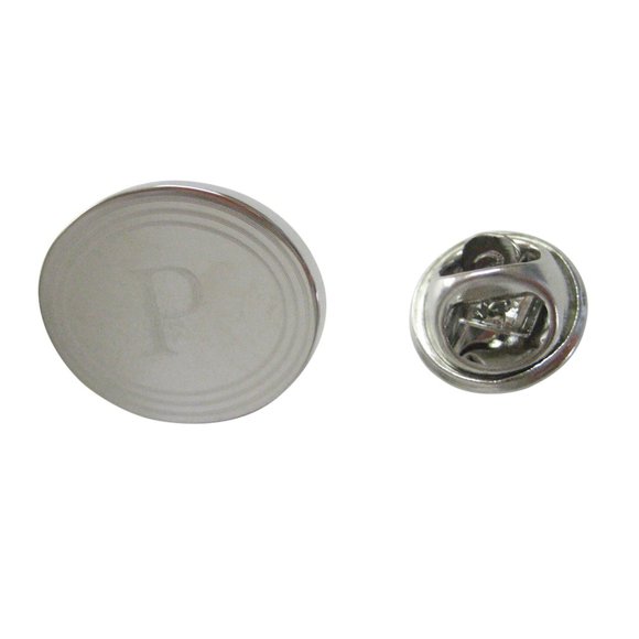 Kiola Designs | Accessories | Etched Oval Letter P Monogram Lapel Pin ...